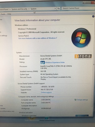 CEREC Sirona Inlab Dental PC | Computer, Monitor, UNLIMITED Dongle!